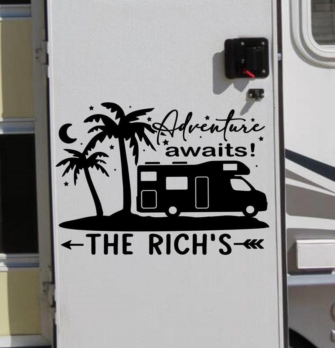 Adventure Awaits RV Decal With Last Name, Personalized Decal, Slide Out ...