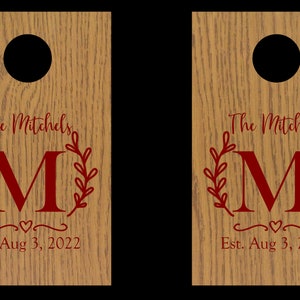 Custom Cornhole Board Decals: Monogram Vinyl Stickers, Wedding Decor - Etsy
