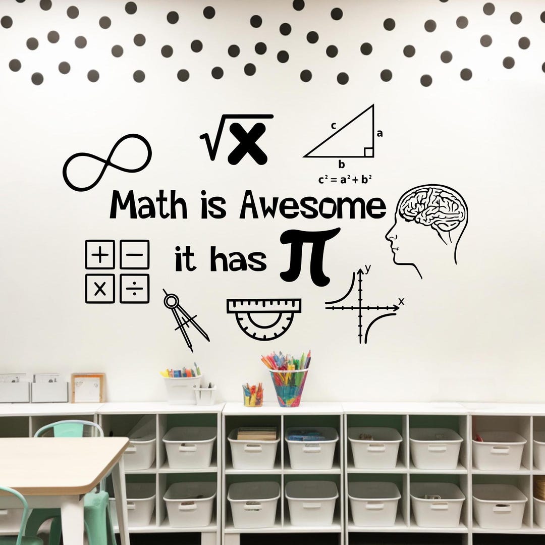 Math Wall Decal, Math is Awesome, It Has Pi- Classroom Wall Decal ...