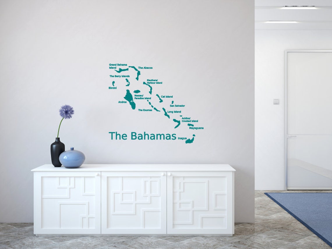 The Bahamas Wall Decal Bahama Islands Map the Bahamas Decal | Etsy