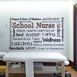 School Nurse Wall Decal, School Nurse Decor, School Nurse Office ...