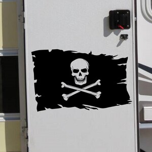 Pirate Flag Decal for Back of Rv, Rv Door Decal, Rv Accessories, Skull ...