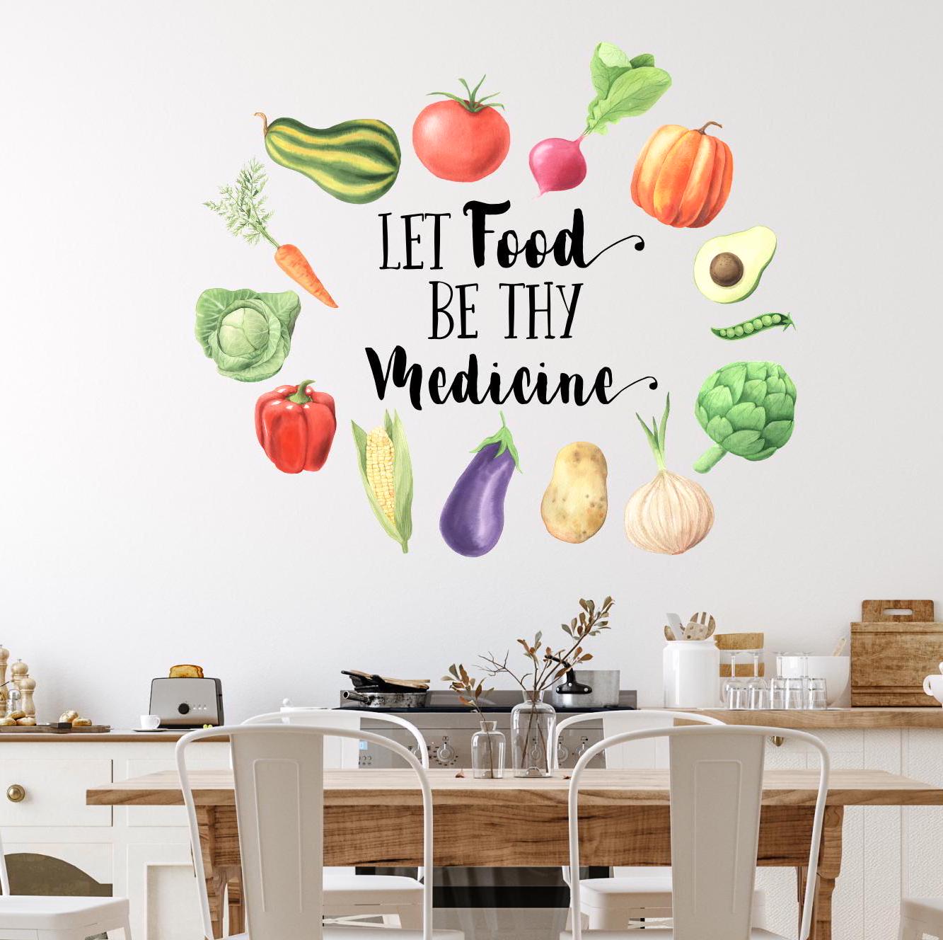 Food wall decal, food quote decal, Let food be thy medicine decal ...