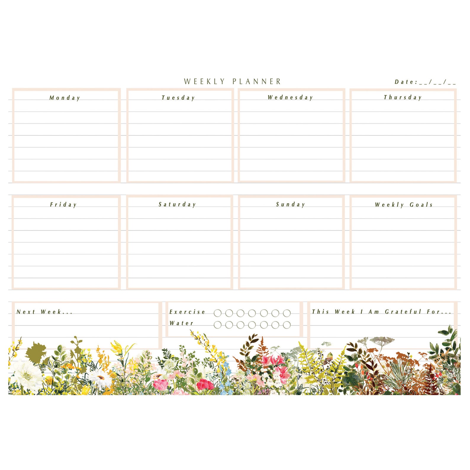 A4 Weekly Notepad Desk Pad Floral Notepad Weekly Planner | Etsy