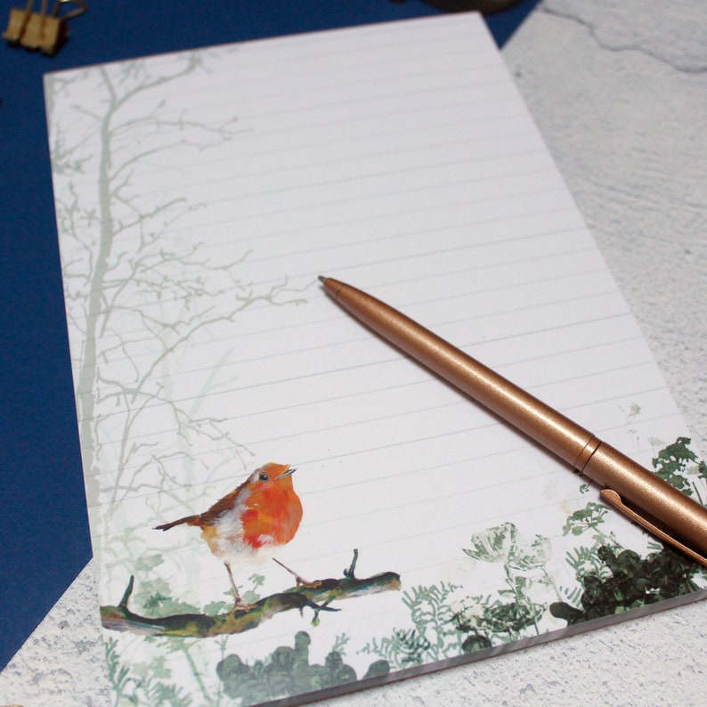 Robin A5 Lined Notepad Desk Pad Writing Pad Stationery | Etsy