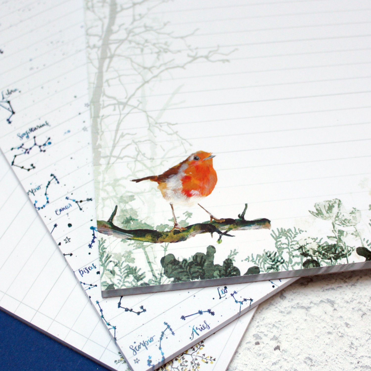 Robin A5 Lined Notepad Desk Pad Writing Pad Stationery | Etsy UK