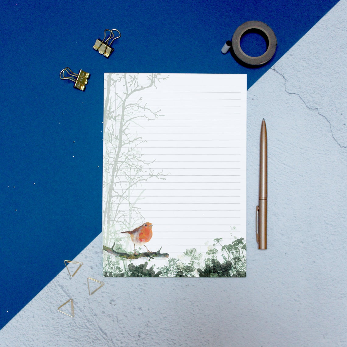 Robin A5 Lined Notepad Desk Pad Writing Pad Stationery | Etsy UK