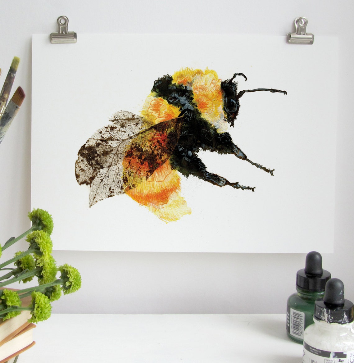 British Bumble Bee Illustration Art Print | Etsy