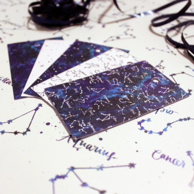 Star Sign Set of 5 Gift Tags Science and Space Tags | Etsy UK