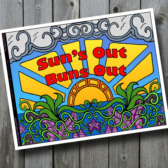 Sun's Out Buns Out Coloring Page Instant Download | Etsy