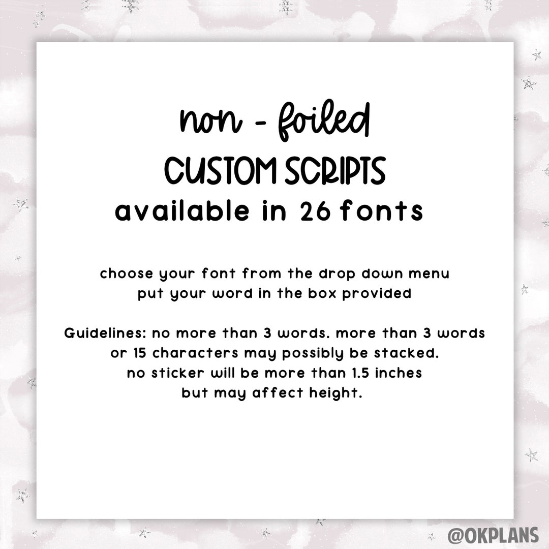 Custom // Black Font // Functional Scripts // Custom // Pick From 26 ...