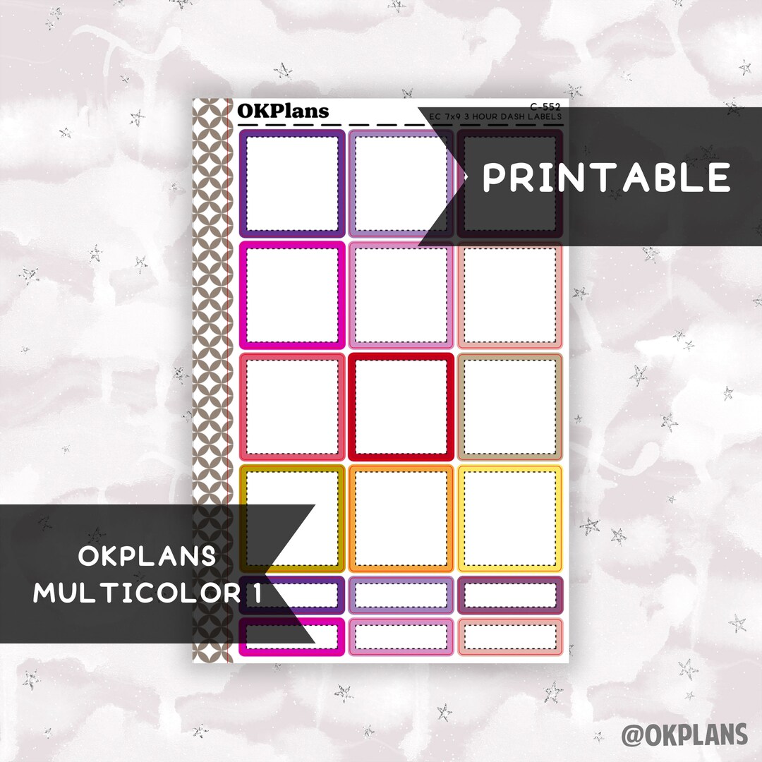3 HR 7x9 EC Dash Labels // Multicolor 1 // Printable // C-552 ...