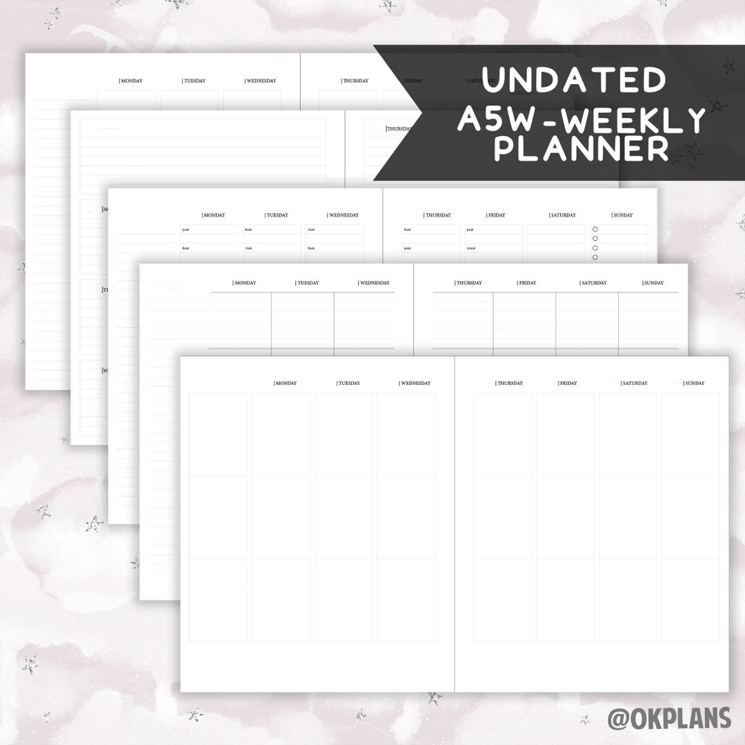 A5 Wide Weekly Planner - Pick Monthly and Weekly Option - Etsy