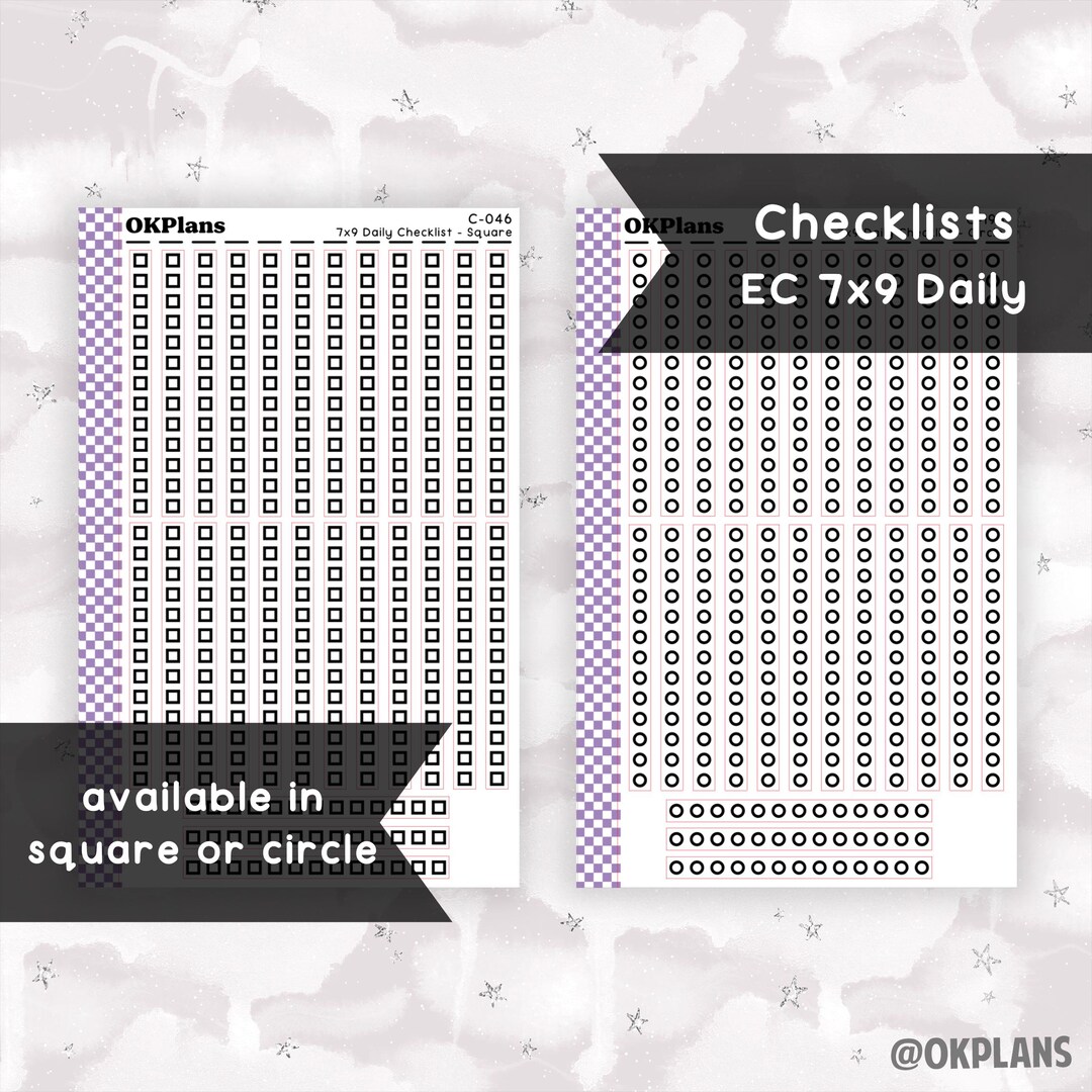 EC 7x9 Daily Checklist // Square or Circle // Pick Your Color Palette ...