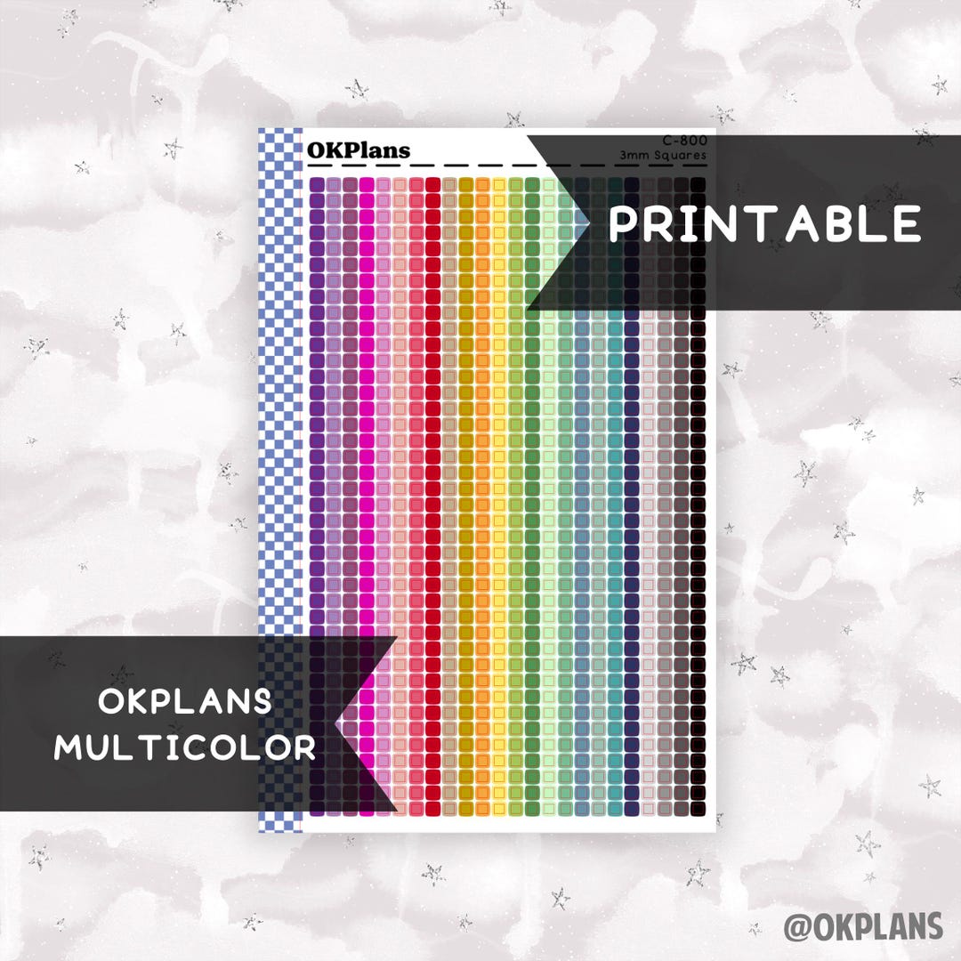 3mm Squares // Multicolor // Printable // C-800 // Multicolor ...