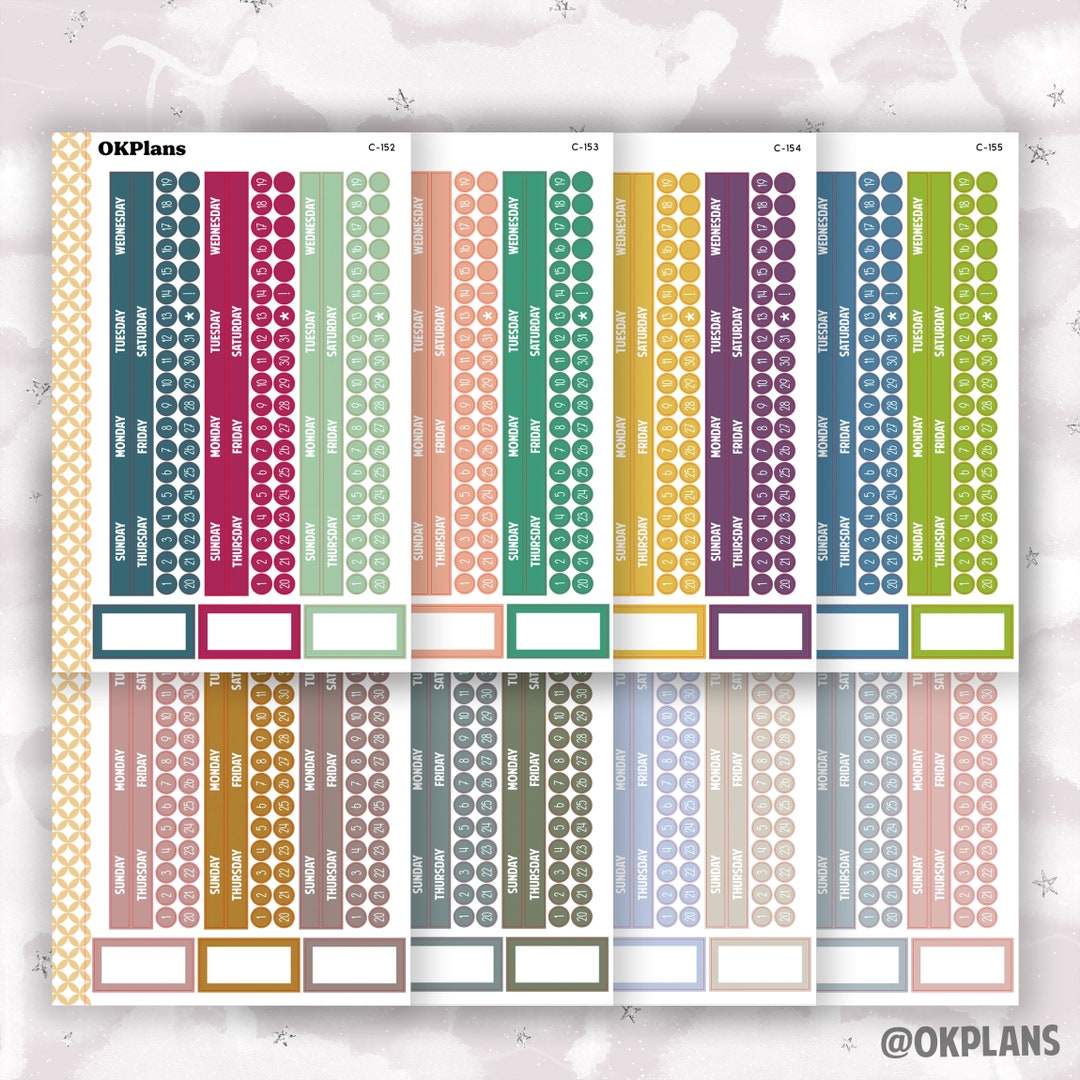 Sunday Start Monthly Strips // EC 7x9 Daily Duo - Etsy