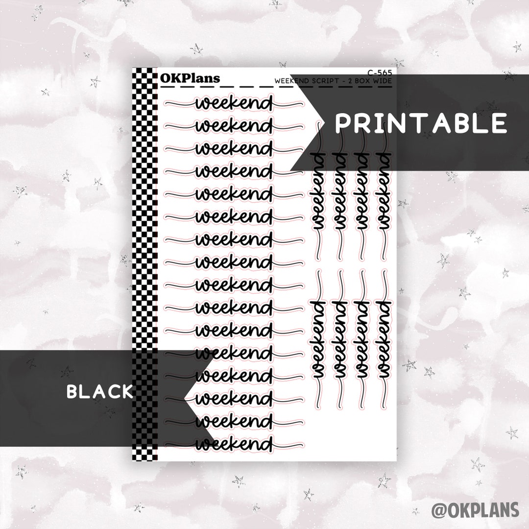 Weekend Script // Printable // Black // C-565 // Multicolor Functional ...
