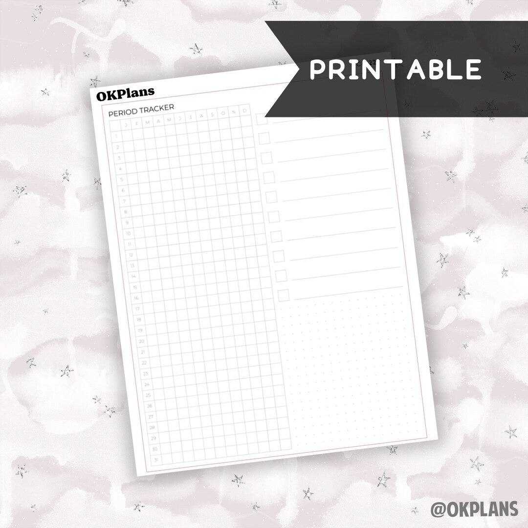 7x9 Period Tracker Sticker // Printable // C-322 // Functional - Etsy