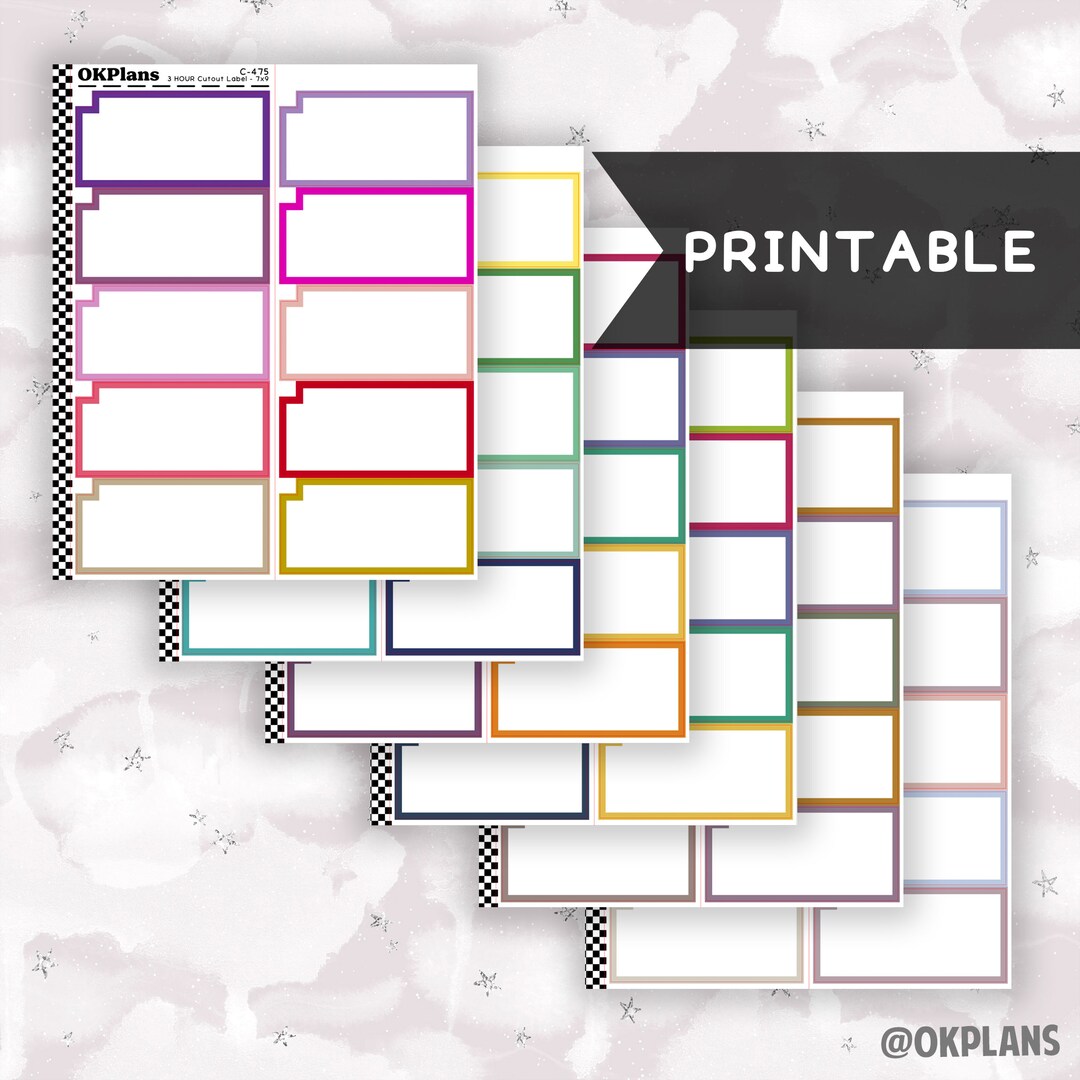 3 HR Cutout Label // Printable // EC 7x9 Daily Duo - Etsy