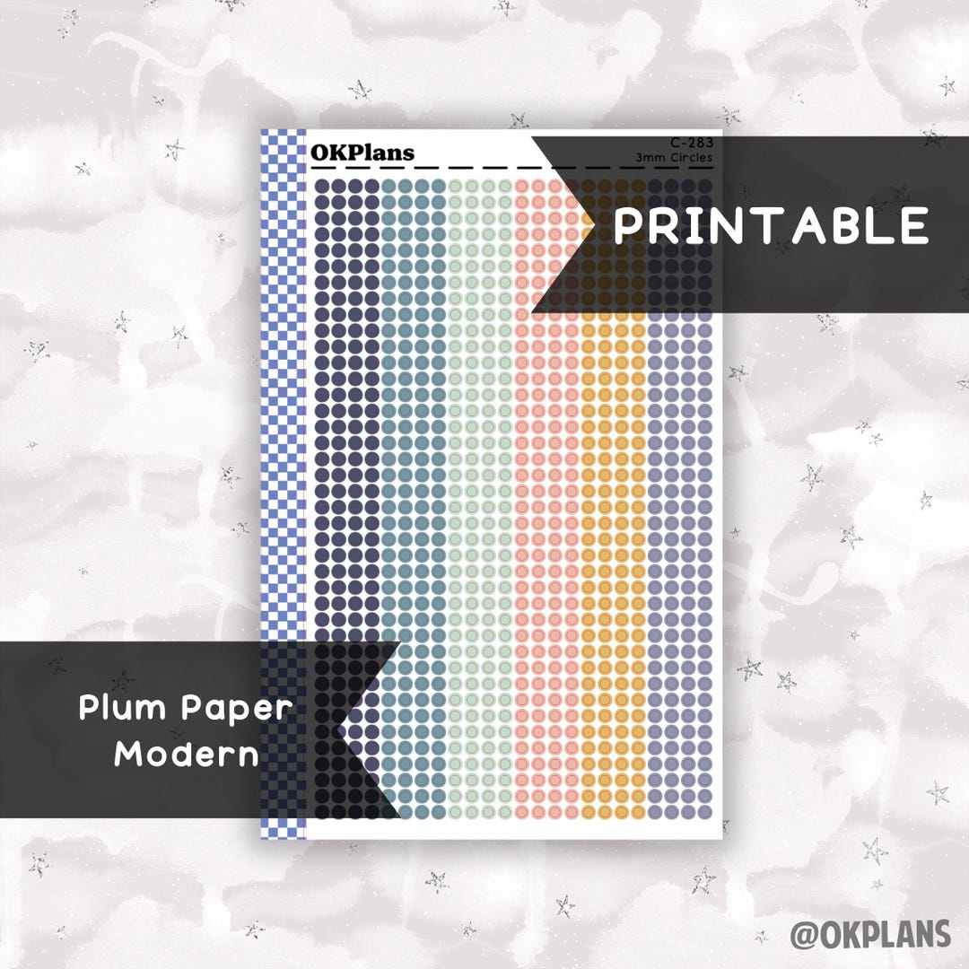 3mm Circles // Plum Paper Modern // Printable // C-283 // Multicolor ...