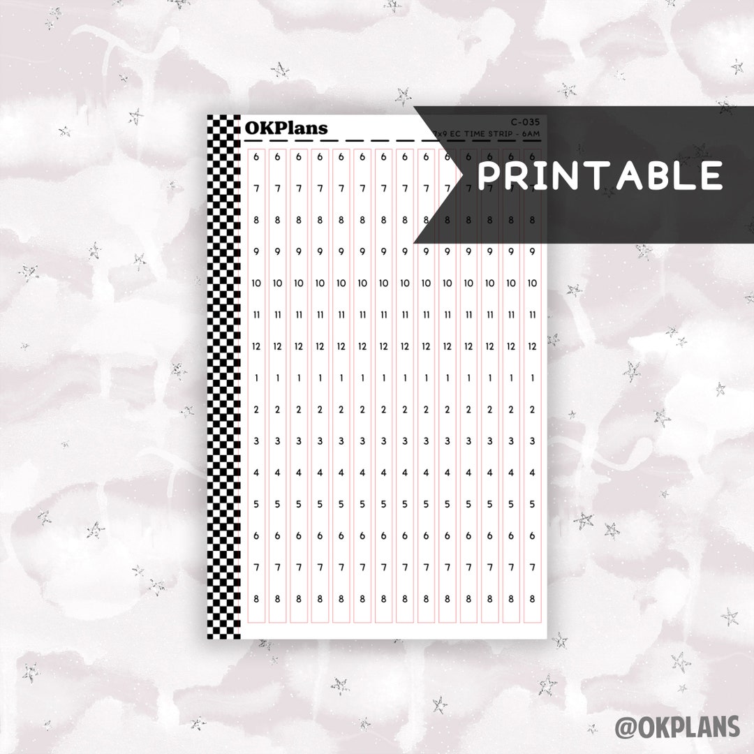 7x9 EC Time Strips - 6AM // Printable // C-035 // Functional - Etsy