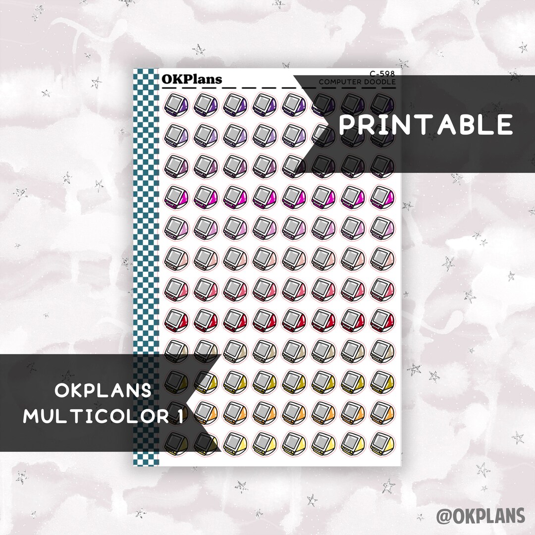 Computer // Multicolor 1 // Printable // C-598 // Functional Doodle - Etsy