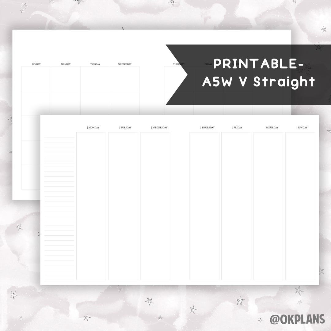 A5wide Vertical Straight Planner // Digital Download // Writing Paper ...