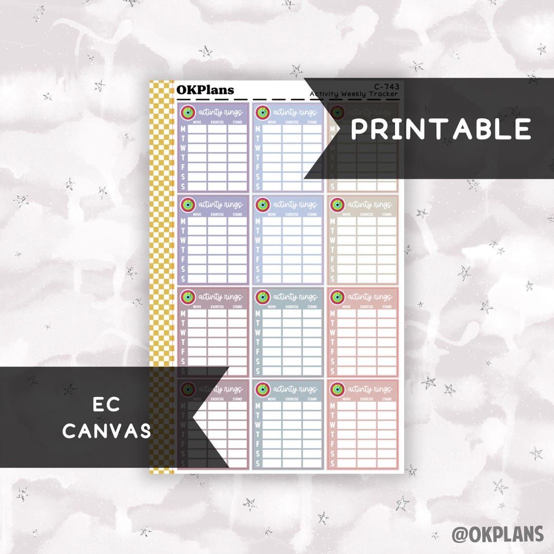 Activity Weekly Tracker // EC Canvas // Printable // C-743 // Multicolor Functional - Etsy