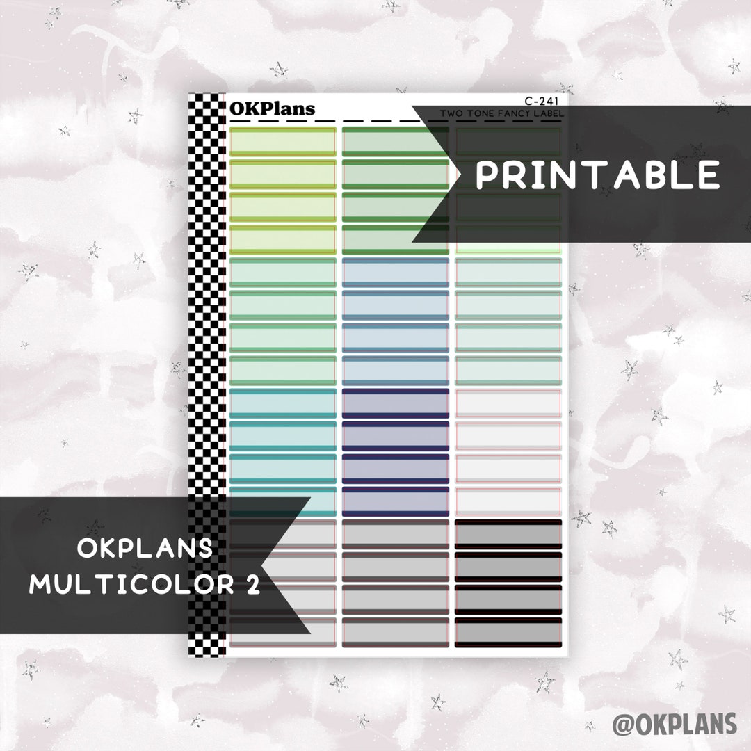 Two Tone Fancy Label // Multicolor 2 // Printable // C-241 ...