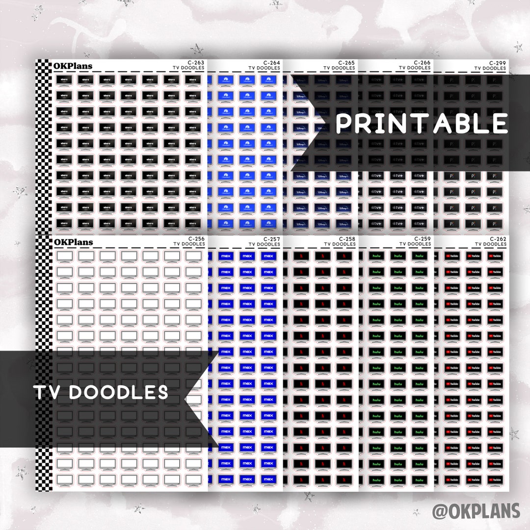 TV Doodles // Printable // Doodles - Etsy