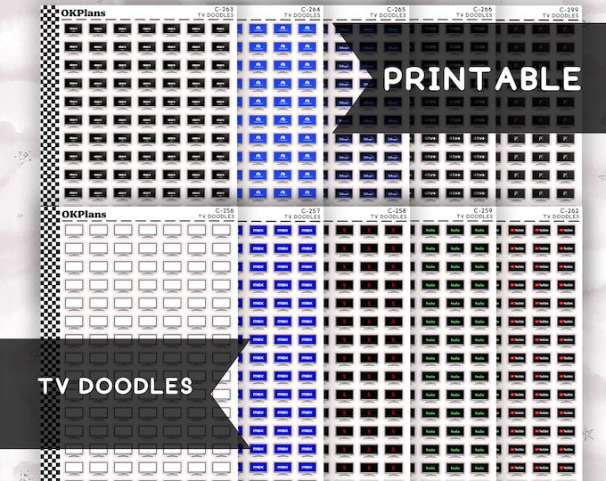 TV Doodles // Printable // Doodles - Etsy