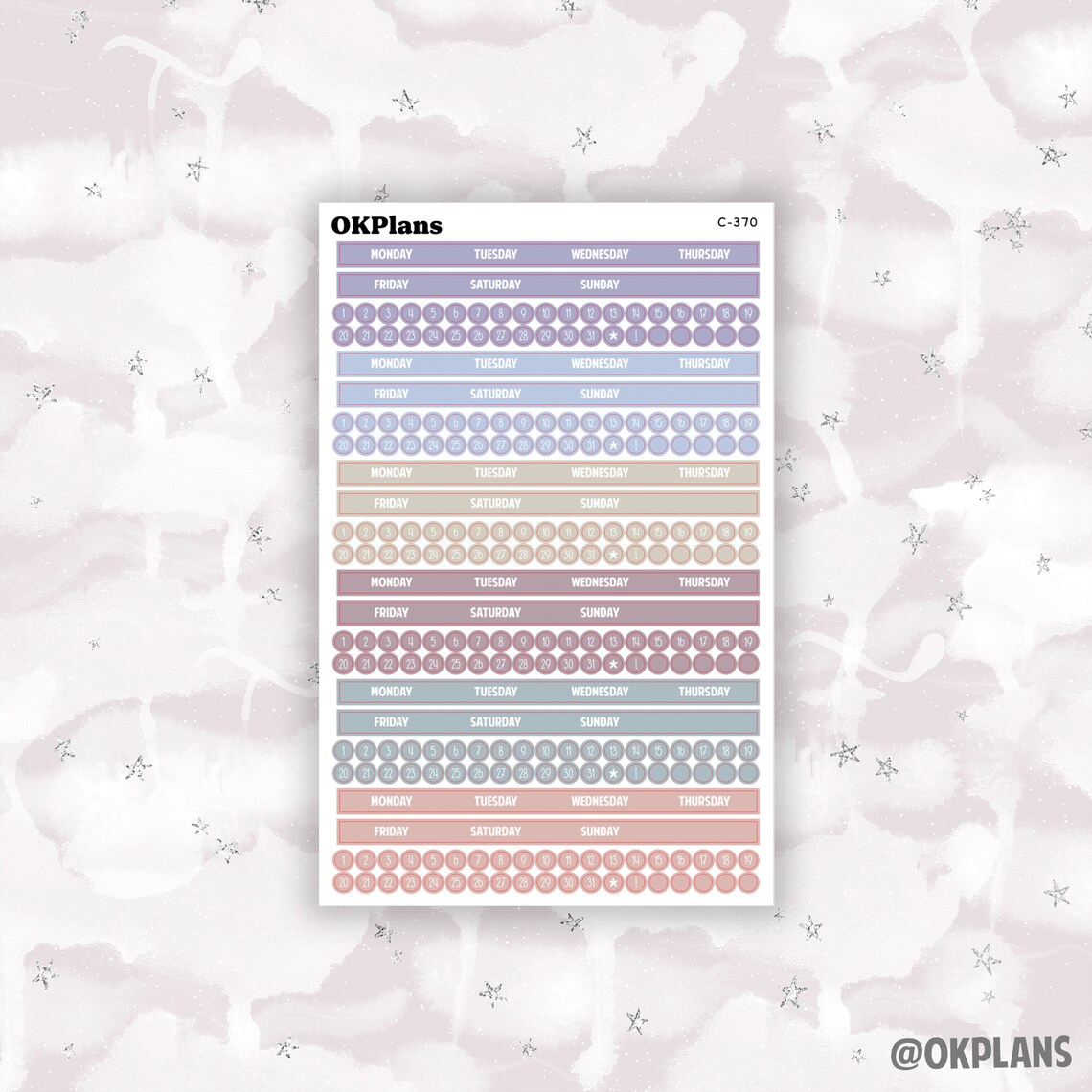 Monday Start Monthly Strips // EC A5 Daily Duo - Etsy