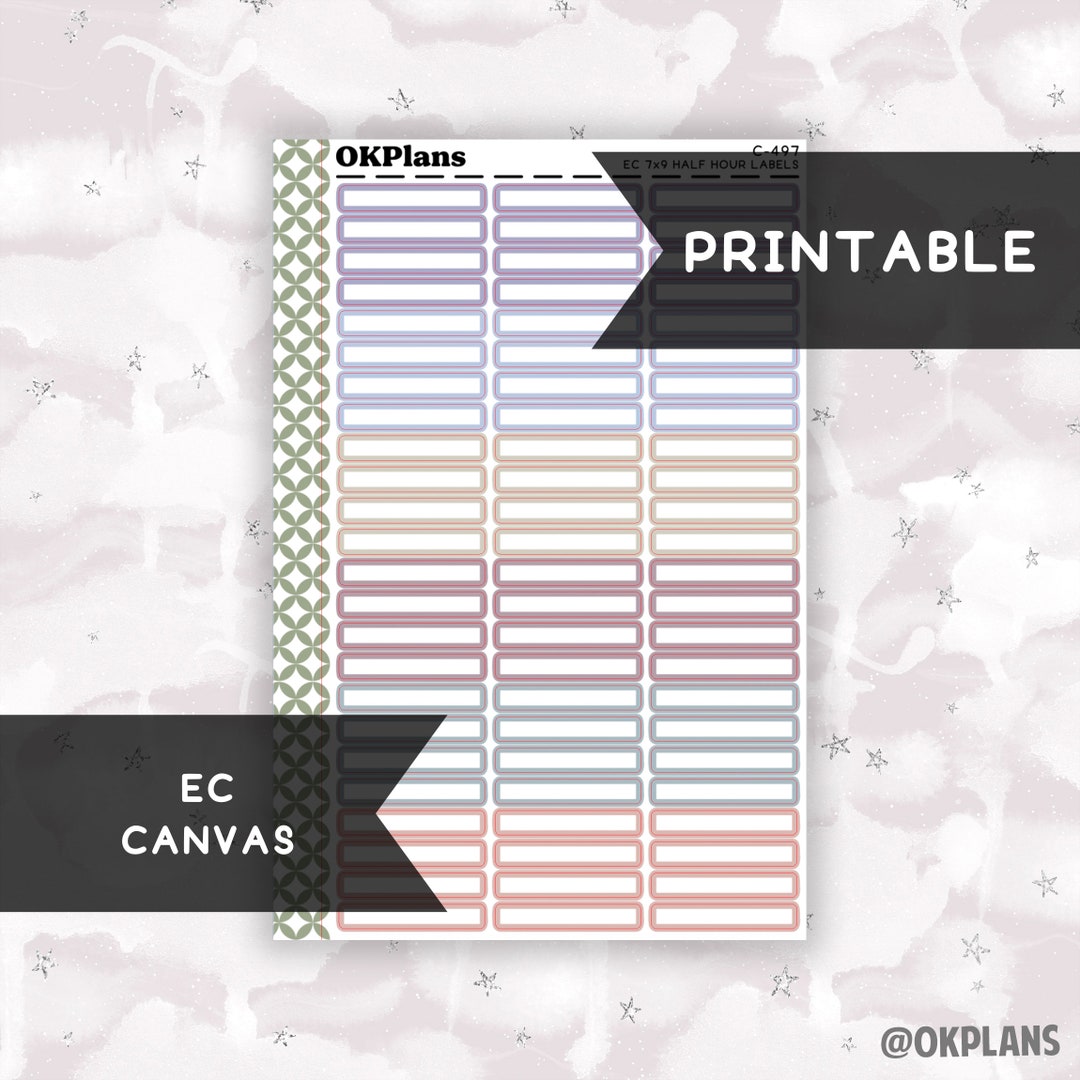 Half Hour 7x9 EC Labels // EC Canvas // Printable // C-497 ...