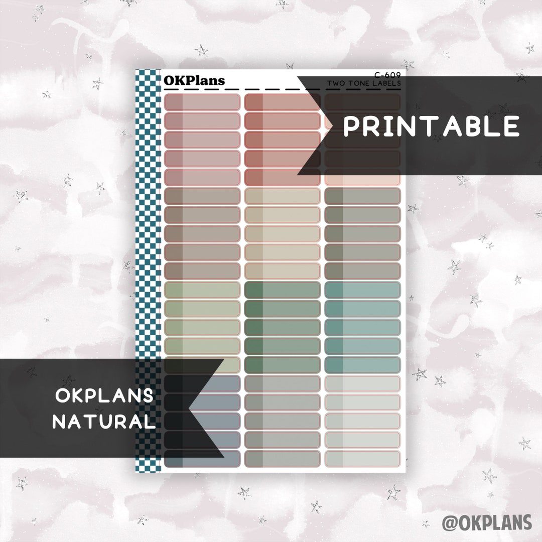 Two Tone Label // Natural // Printable // C-609 // Multicolor ...