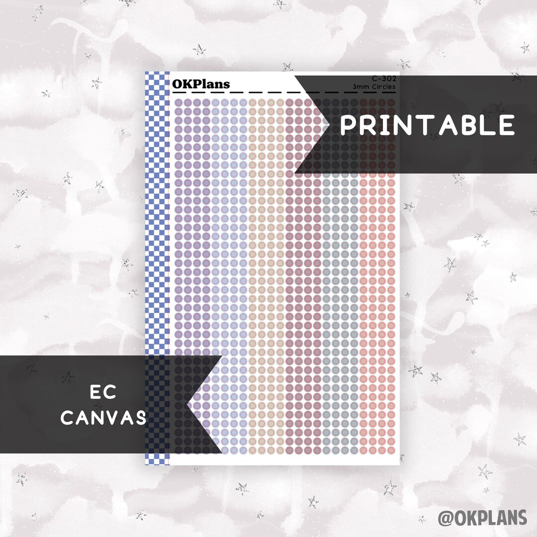 3mm Circles // Canvas // Printable // C-302 // Multicolor Functional - Etsy