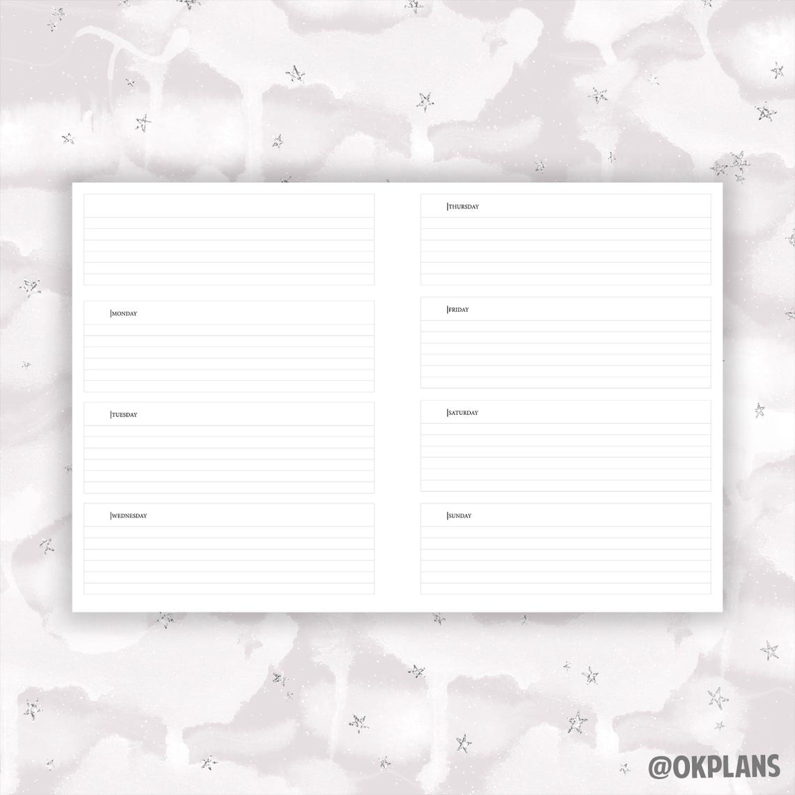 Classic Horizontal Planner // Digital Download // Writing Paper, Study ...