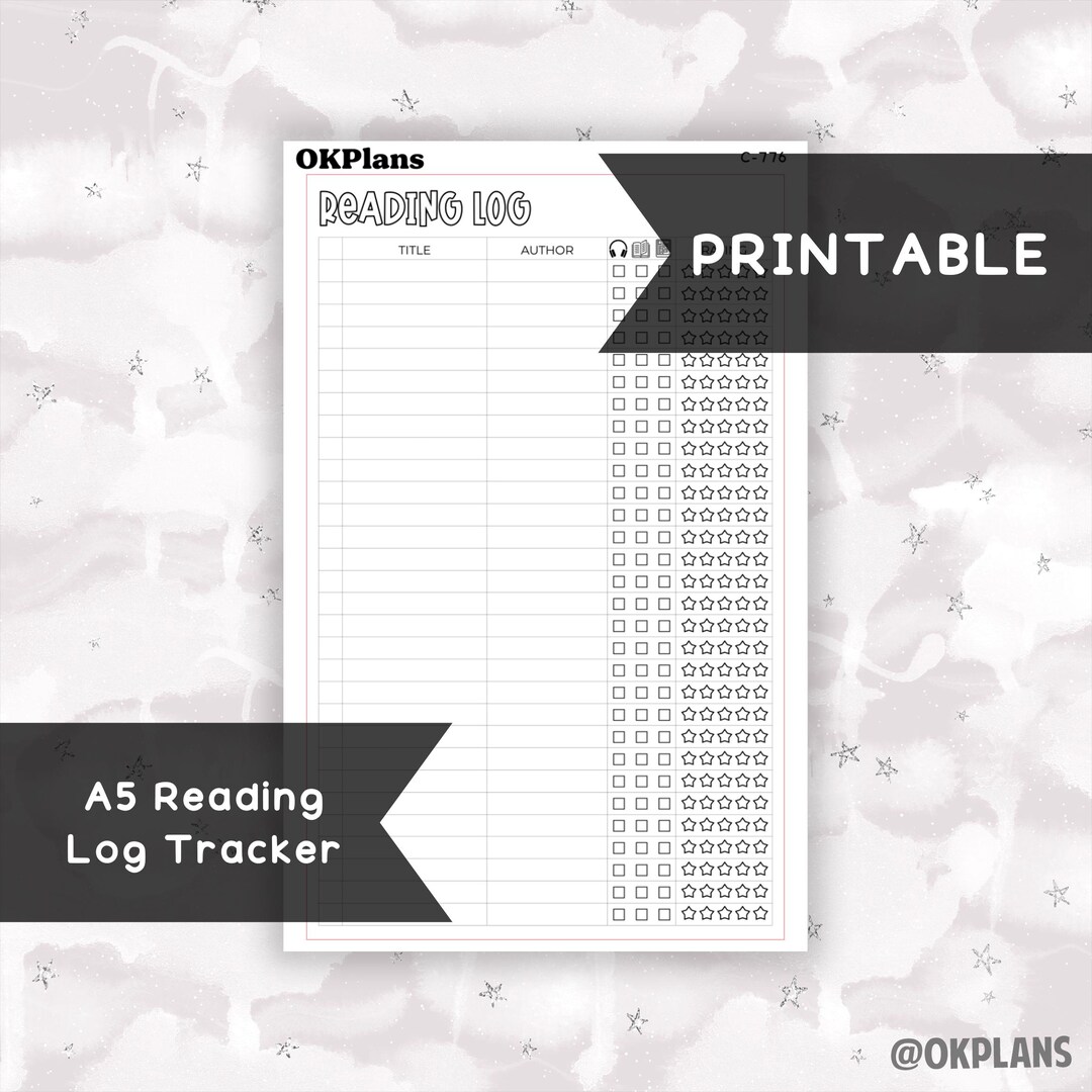 A5 Reading Log Sticker // Printable // C-776 // Functional - Etsy