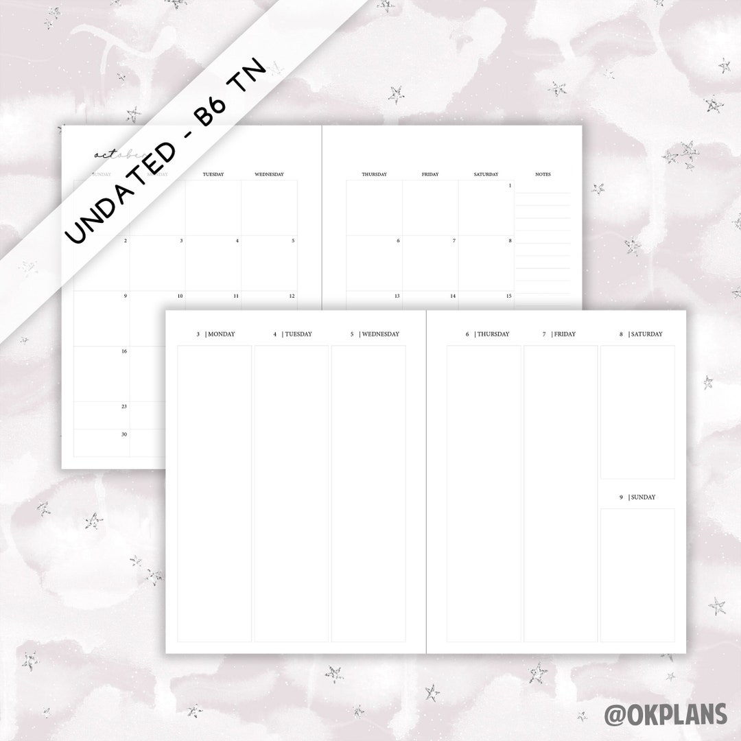 Quarterly Undated Vertical Planner // B6 Traveler's Notebook - Etsy