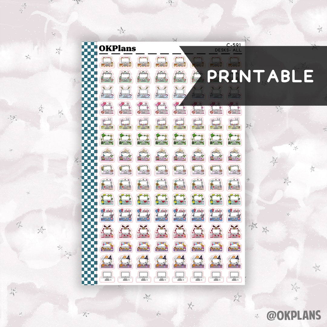 Mixed Mini Desk // Printable // C-591 // Functional Doodle - Etsy