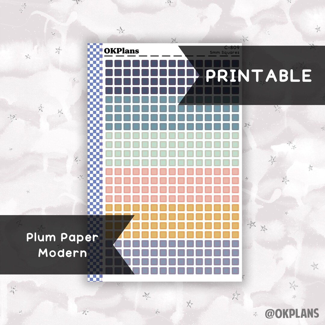 5mm Squares // Plum Paper Modern // Printable // C-809 // Multicolor ...