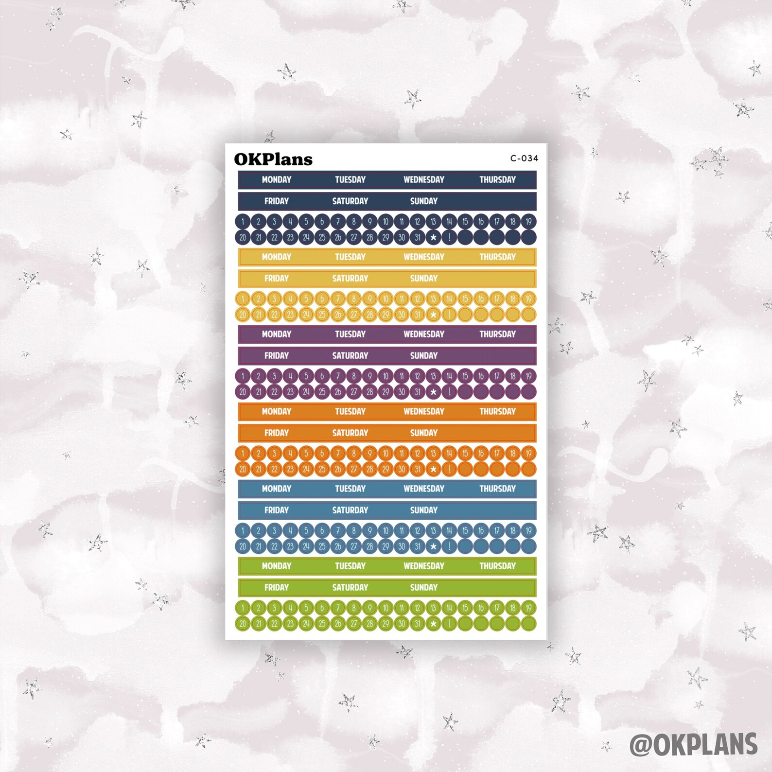 Monday Start Monthly Strips // EC A5 Daily Duo - Etsy