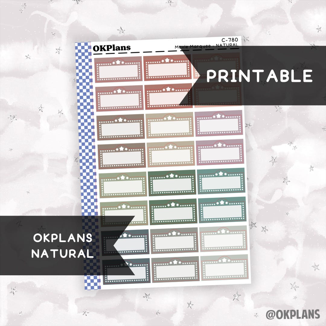 Movie Marquee // Printable // Natural // C-780 // Multicolor Functional ...