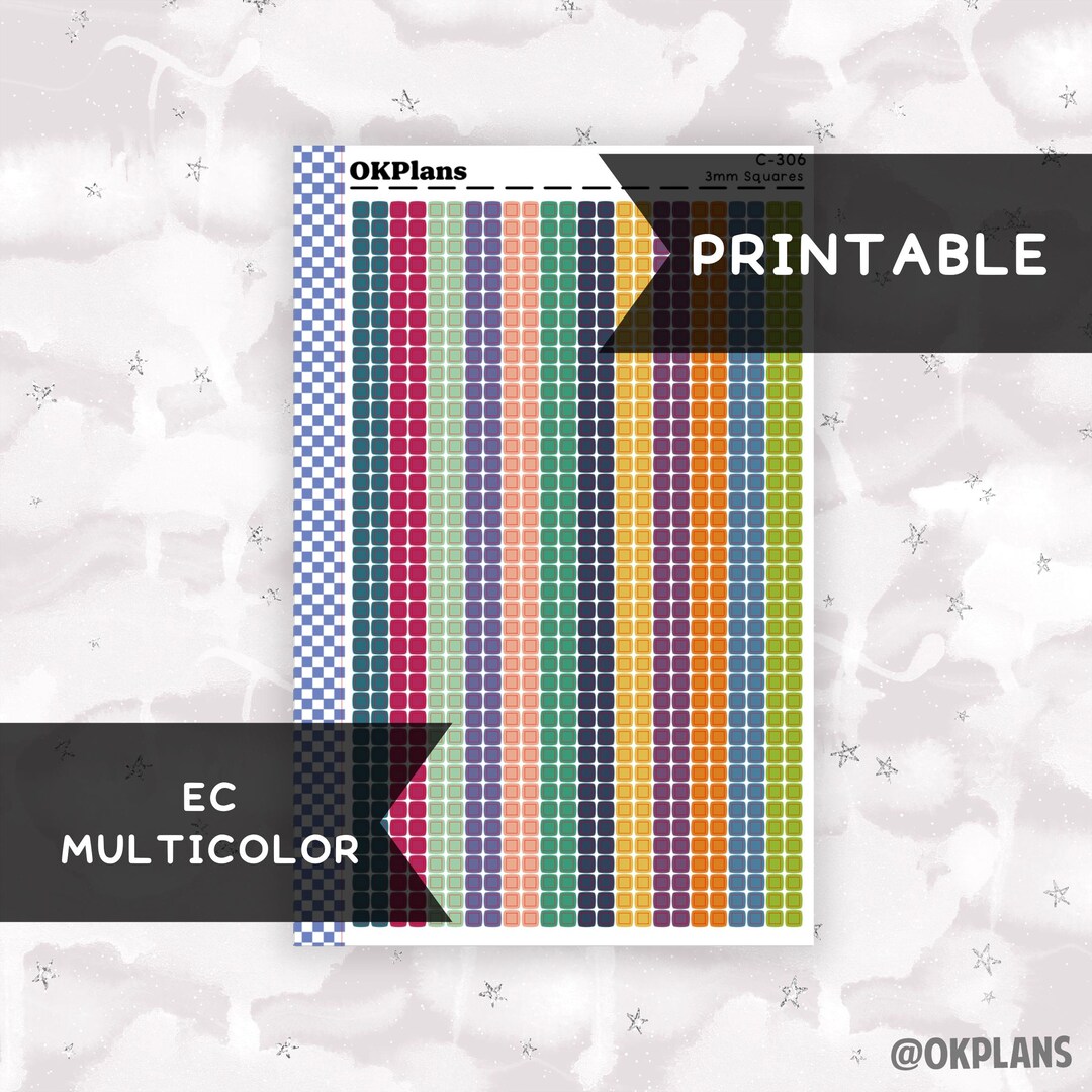 3mm Squares // EC Multicolor // Printable // C-306 // Multicolor ...
