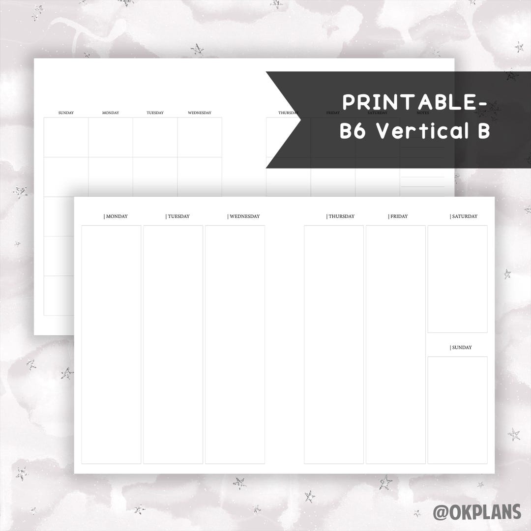 B6 Vertical B Planner // Digital Download // Writing Paper, Study Note ...