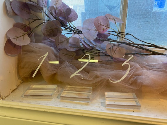 Custom Rectangular Acrylic Table Numbers With Stands - Etsy