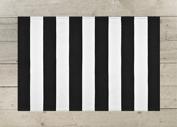 Black and White Vertical Striped Rug Layering Rug - Etsy