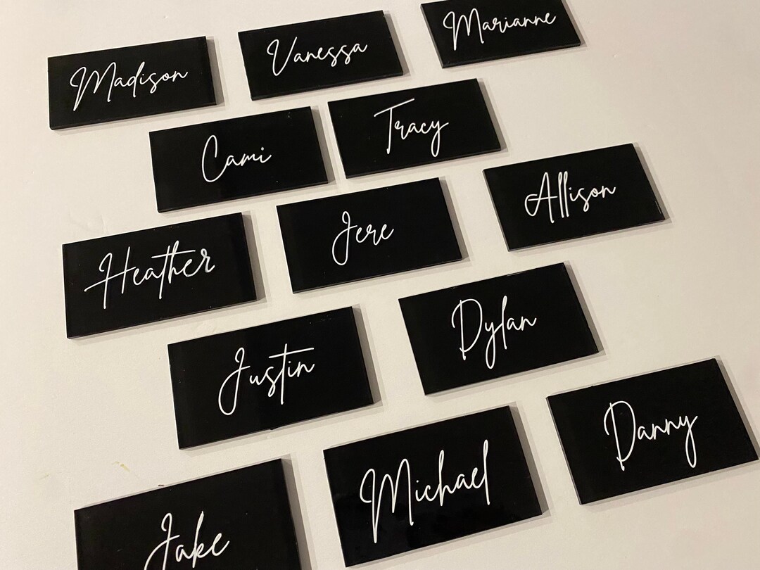 Custom Acrylic Name Cards - Rectangle, Hexagon, Circle, Semi Circle ...