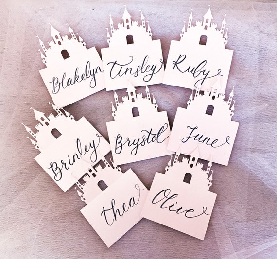 Custom Made Princess Castle Themed Party Name Cards | Etsy
