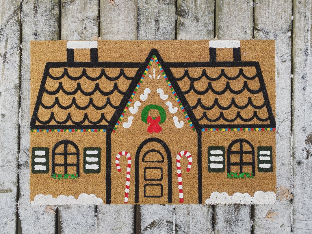 Gingerbread House Door Mat | Holiday/christmas Door Mat - Etsy