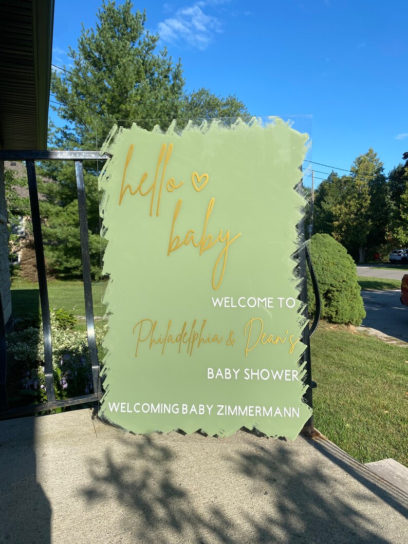 Hello Baby - Acrylic Baby Shower Sign - Etsy